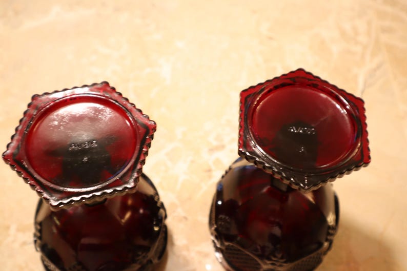 Vintage Pair Avon Ruby Red Cape Cod 1876 Series Sandwich Glass Wine ...