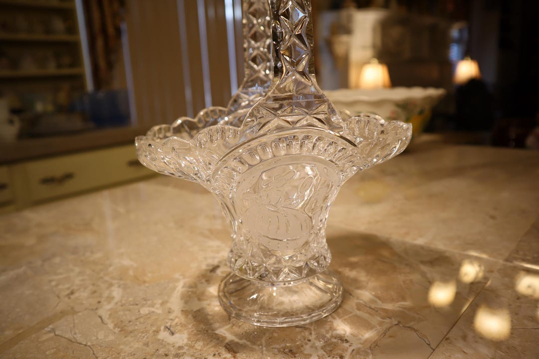 Vintage Hofbauer Crystal Clear Glass Wedding Floral Basket - Etsy