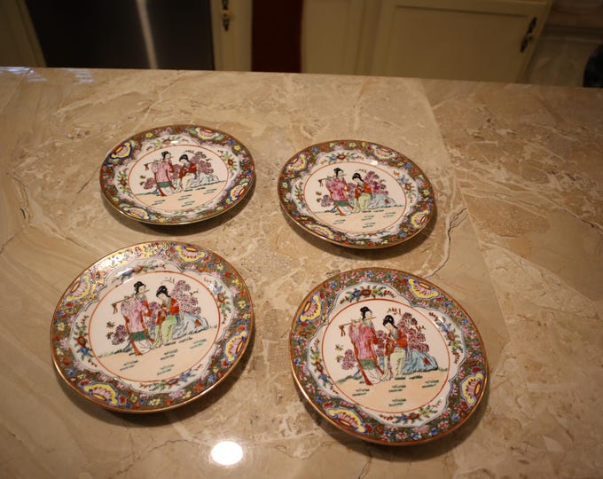 Set of 4 Vintage Chinese Decorative Porcelain Hand Painted Plates - Etsy