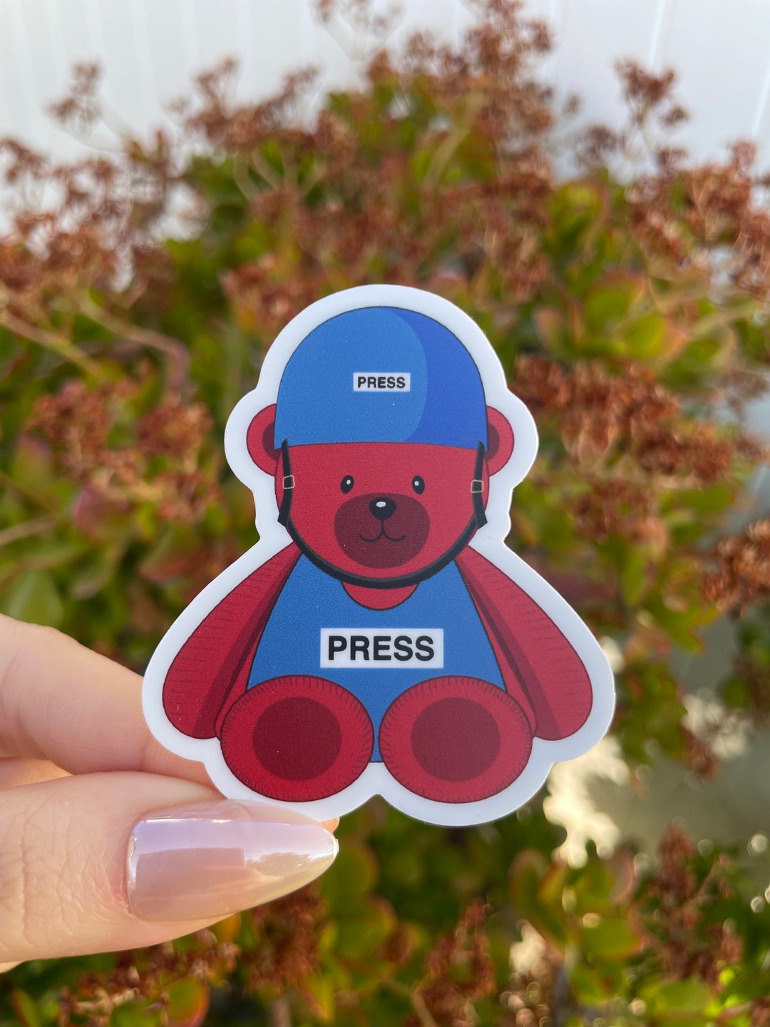 Falastini Press Teddy Bear Sticker, Palestinian Press Teddy Bear ...