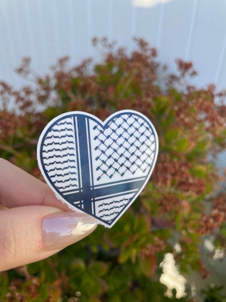 Falastini Keffiyeh Heart Sticker, Palestinian Keffiyeh Heart, Palestine ...