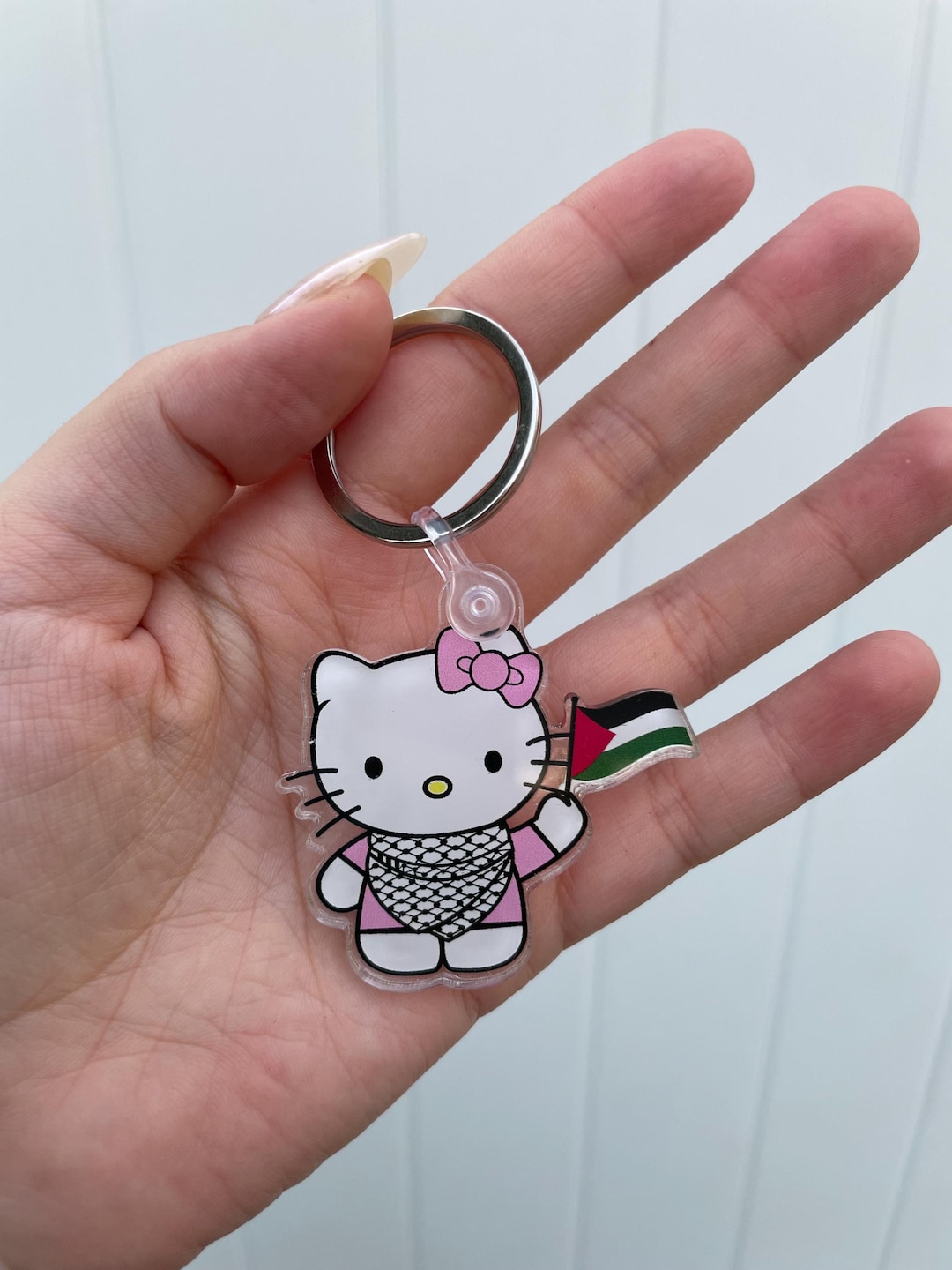 Falastini Hello Kitty Acrylic Keychain Wearing Keffiyeh With Flag ...