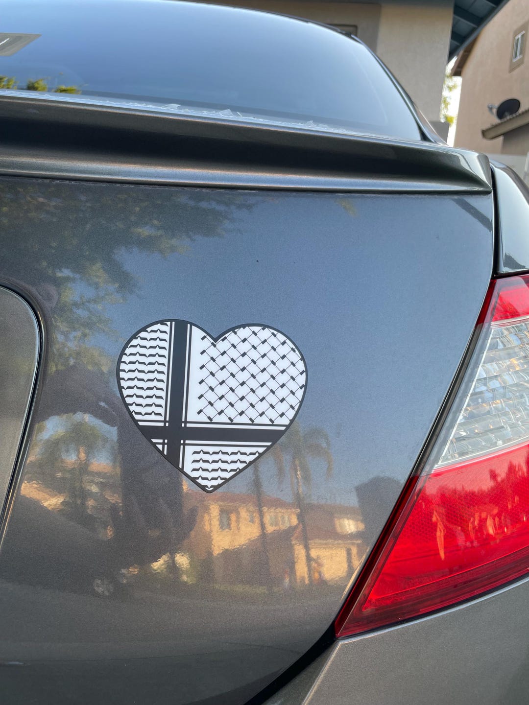 Falastini Keffiyeh Heart Bumper Sticker, Palestinian Bumper Sticker ...