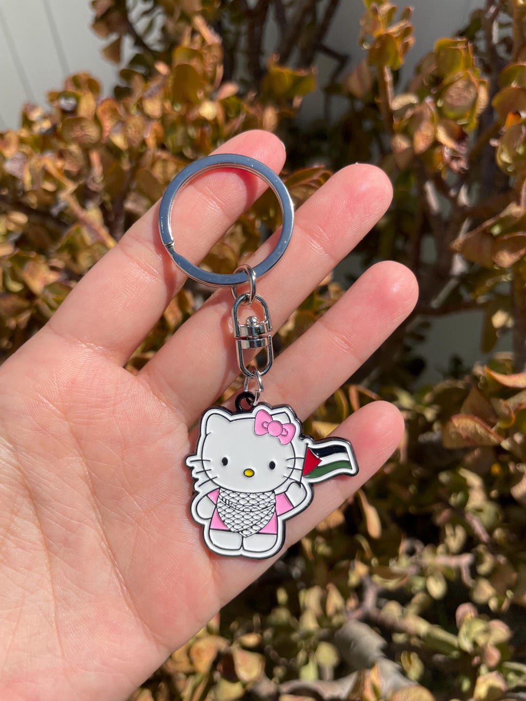Falastini Hello Kitty Keychain Wearing Keffiyeh With Flag, Palestinian ...