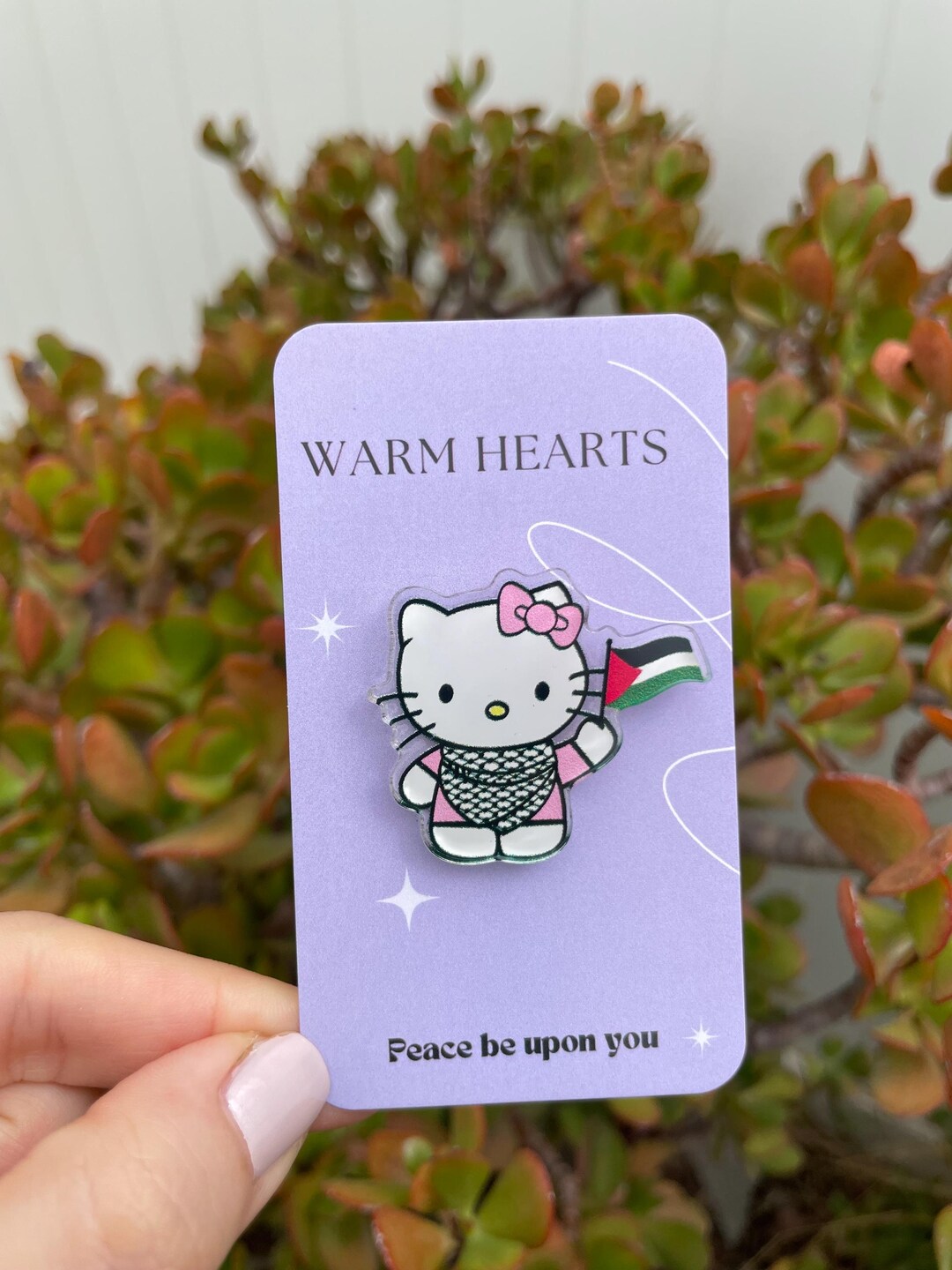 Falastini Hello Kitty Acrylic Pin Wearing Keffiyeh With Flag ...