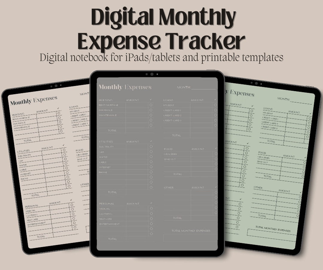 Digital Monthly Expense Tracker Goodnotes Planner Ipad - Etsy