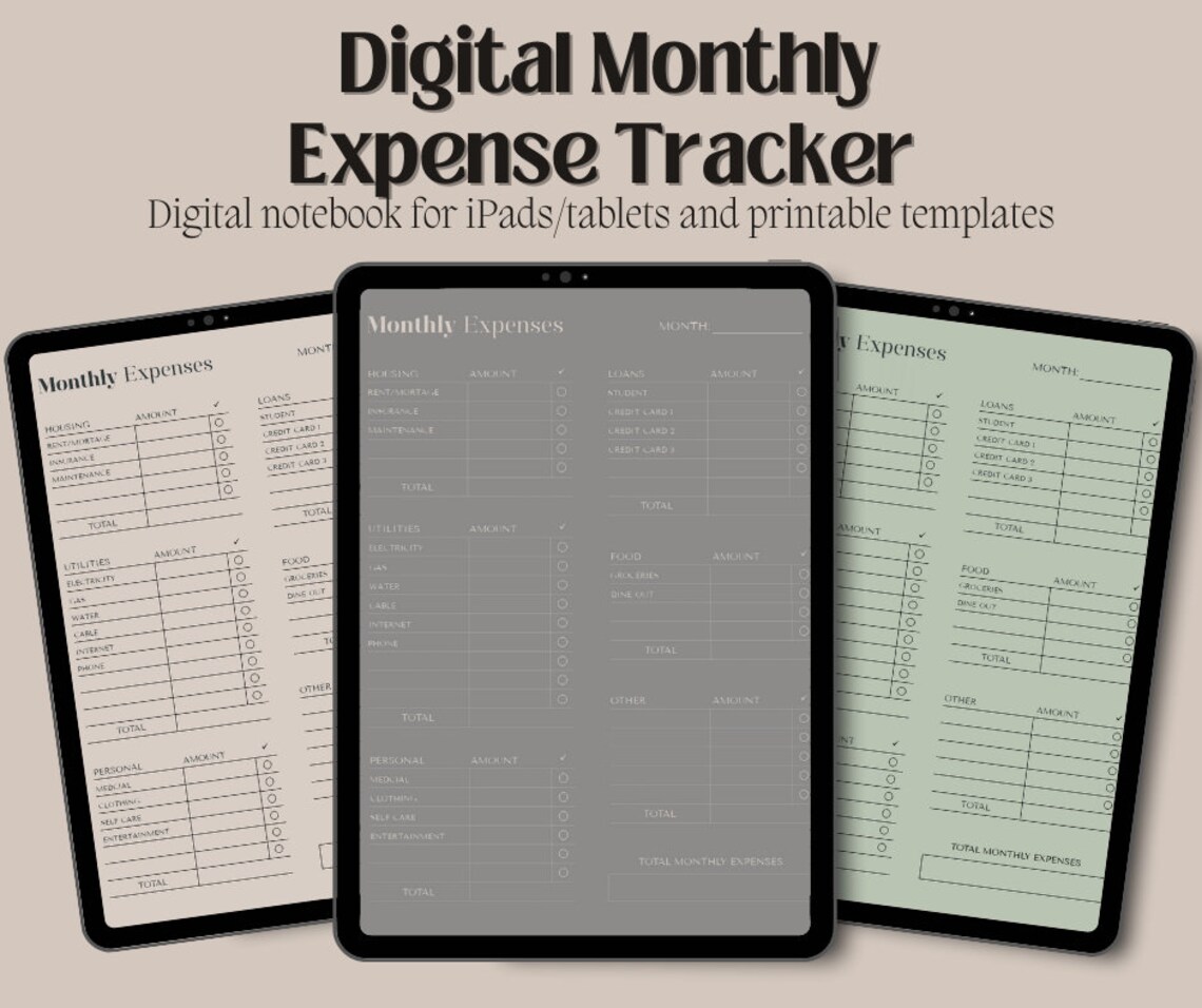 Digital Monthly Expense Tracker Goodnotes Planner Ipad - Etsy