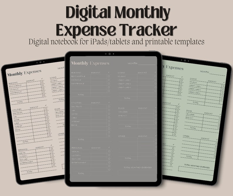 Digital Monthly Expense Tracker Goodnotes Planner Ipad - Etsy