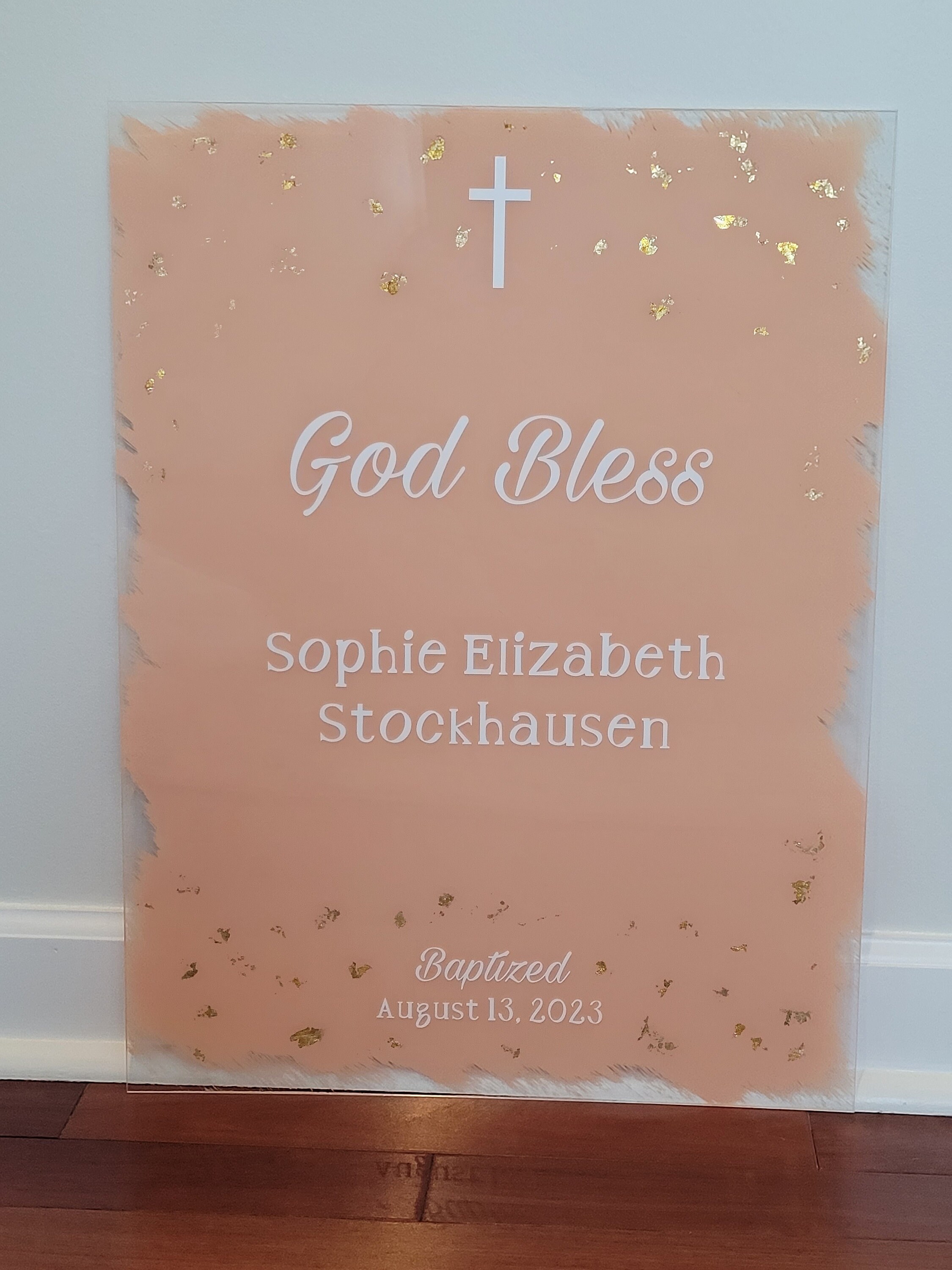 Acrylic God Bless Sign- Painted Back- Modern Decor- Baptism-communion ...