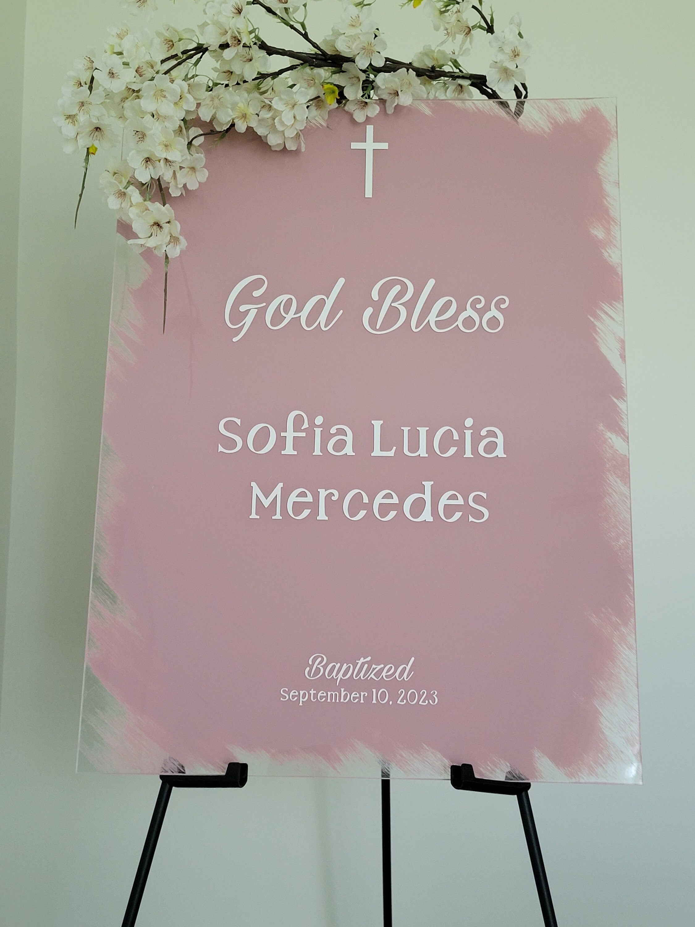 Acrylic God Bless Sign- Painted Back- Modern Decor- Baptism-communion ...
