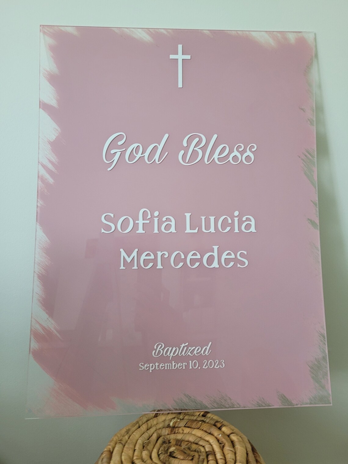 Acrylic God Bless Sign- Painted Back- Modern Decor- Baptism-communion ...