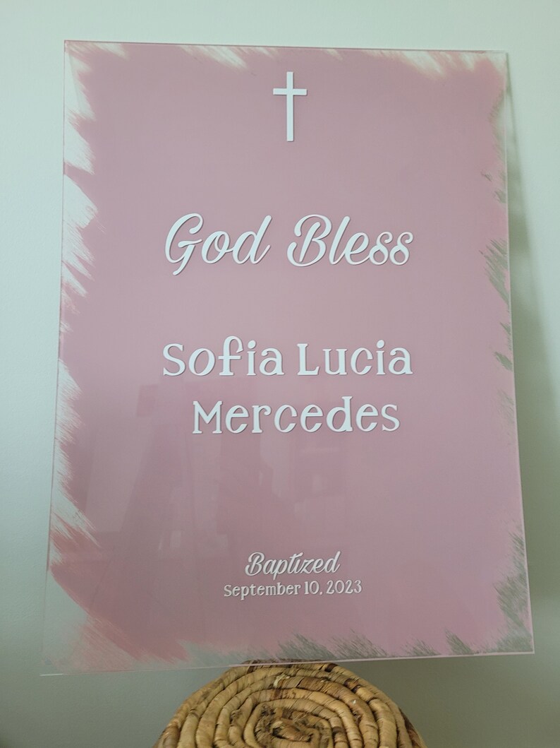 Acrylic God Bless Sign- Painted Back- Modern Decor- Baptism-communion ...
