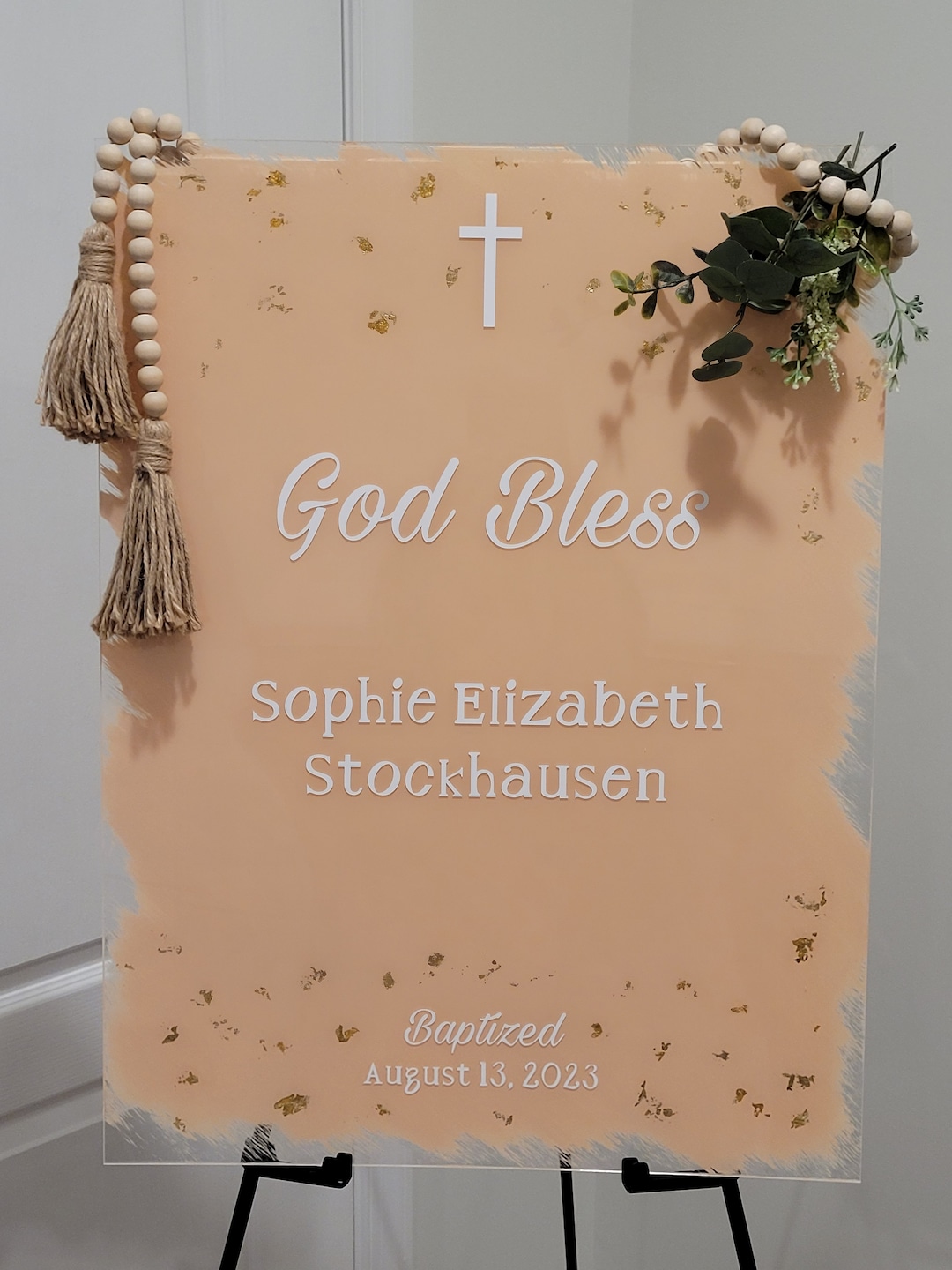 Acrylic God Bless Sign- Painted Back- Modern Decor- Baptism-communion ...