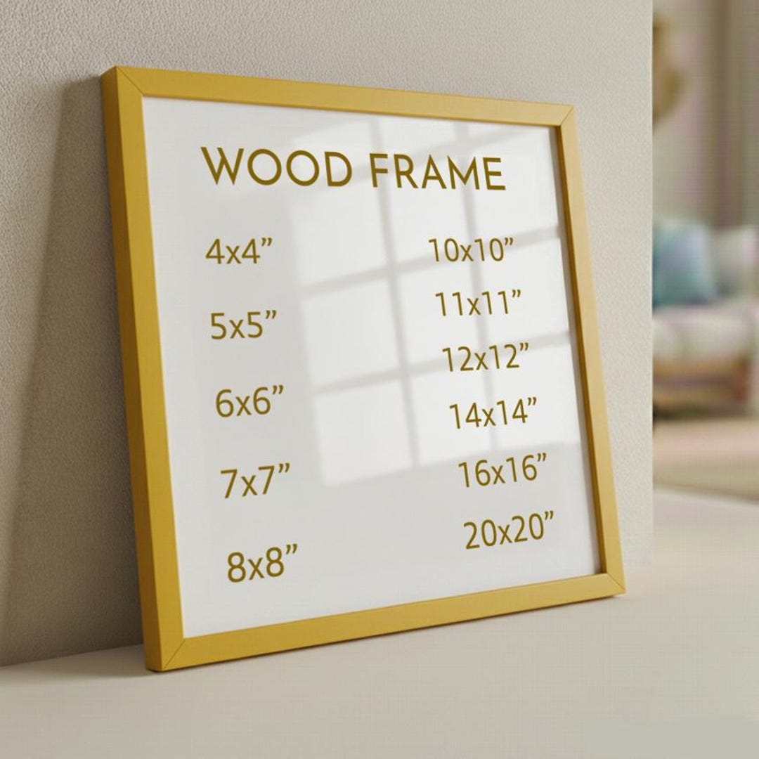 Square Yellow Wood Frame in 9 Colors, Photo Frame, Poster Frame ...