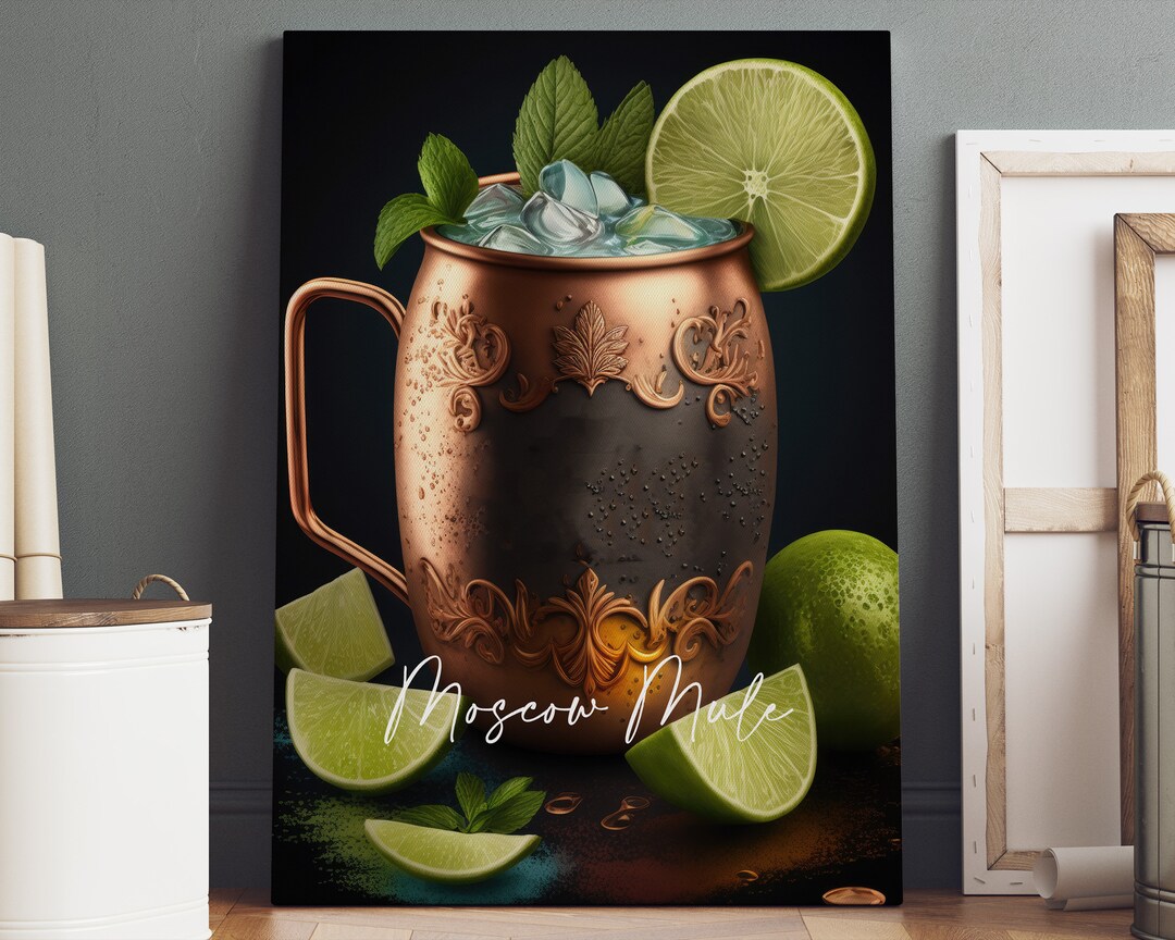 Moscow Mule Poster, Moscow Mule Print, Canvas Wall Art, Cocktail Print ...