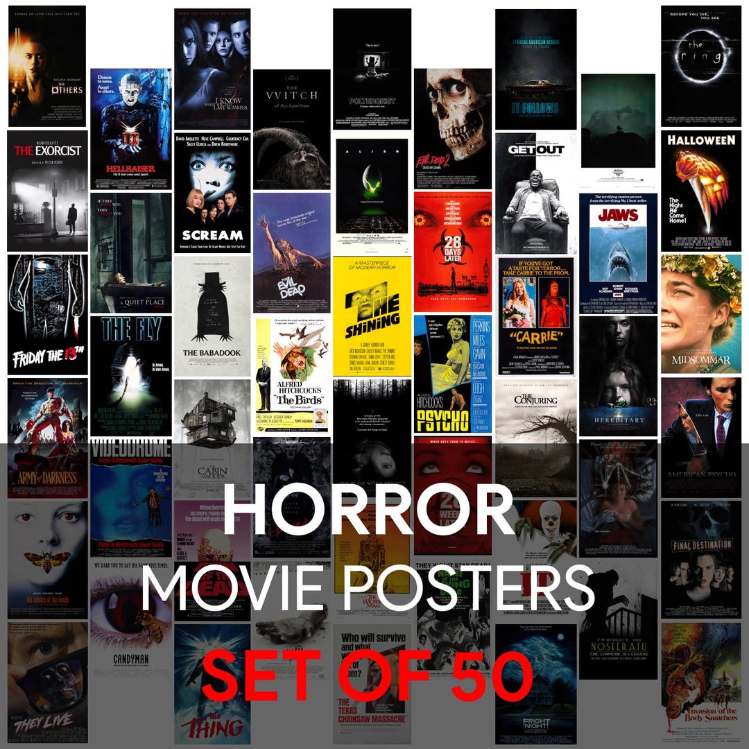 50 Pcs Horror Movie Posters for Room Aesthetic, Vintage Horror Movie ...
