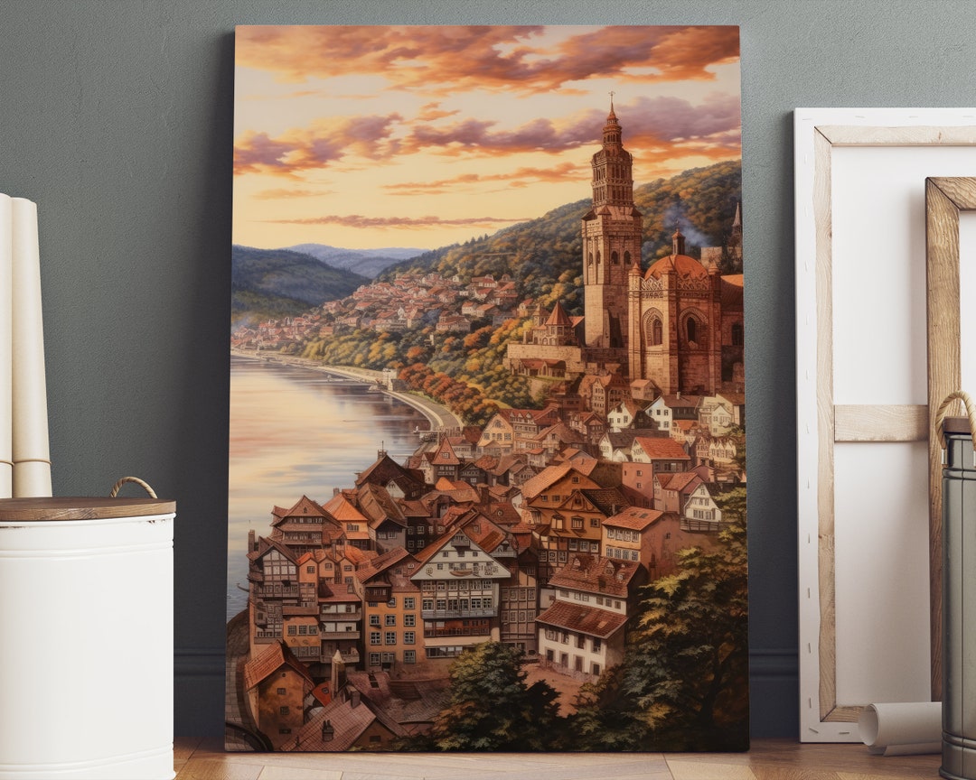 Heidelberg Poster Canvas, Heidelberg Print, Heidelberg Wall Art, Canvas ...
