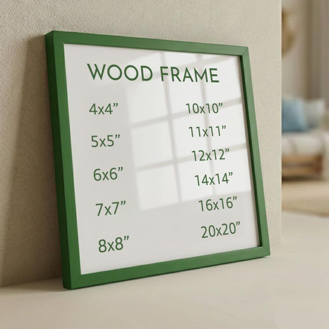 Square Green Wood Frame in 9 Colors, Photo Frame, Poster Frame, Diploma ...