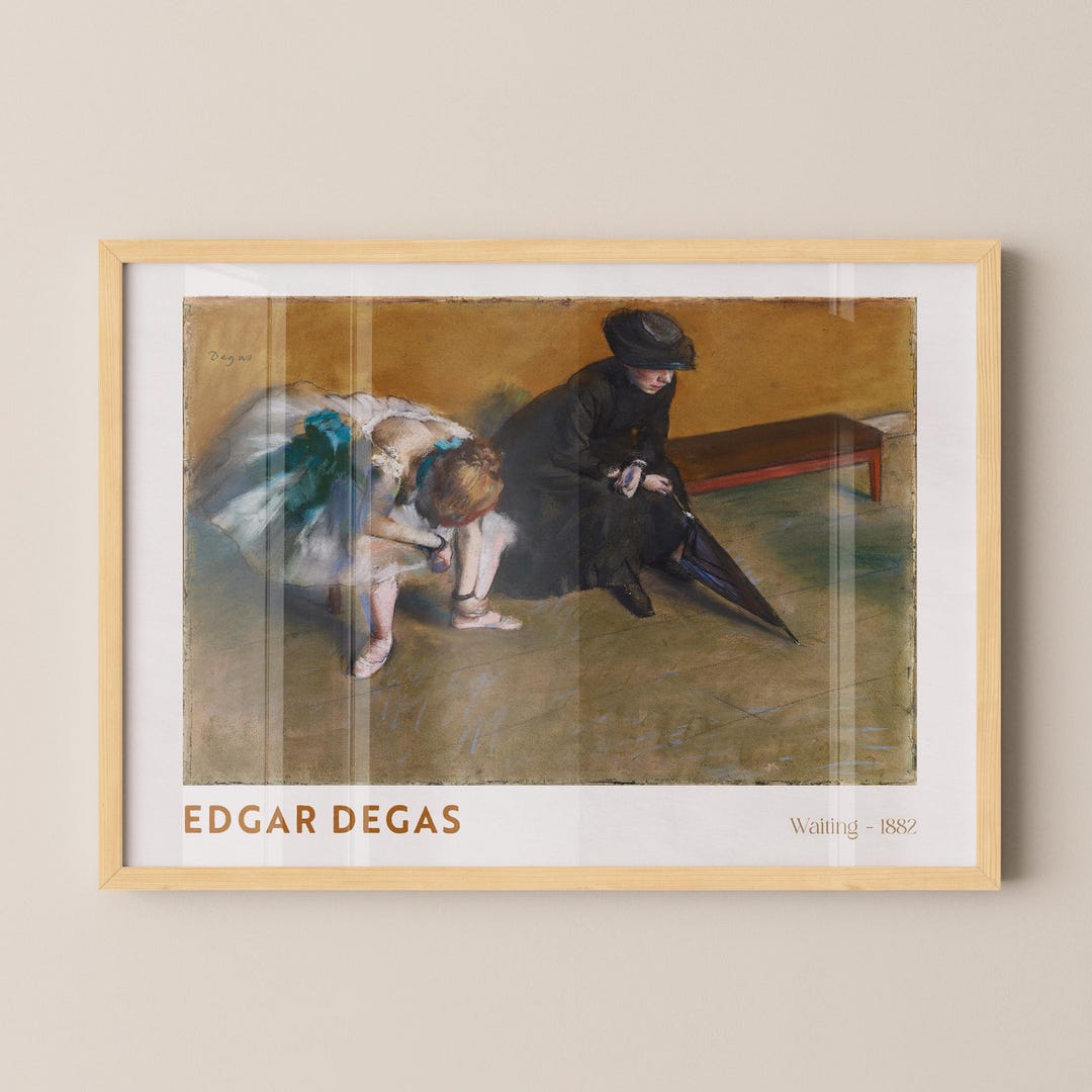 Edgar Degas's Waiting Exhibition Poster, Framed Wall Art Print, Floral ...