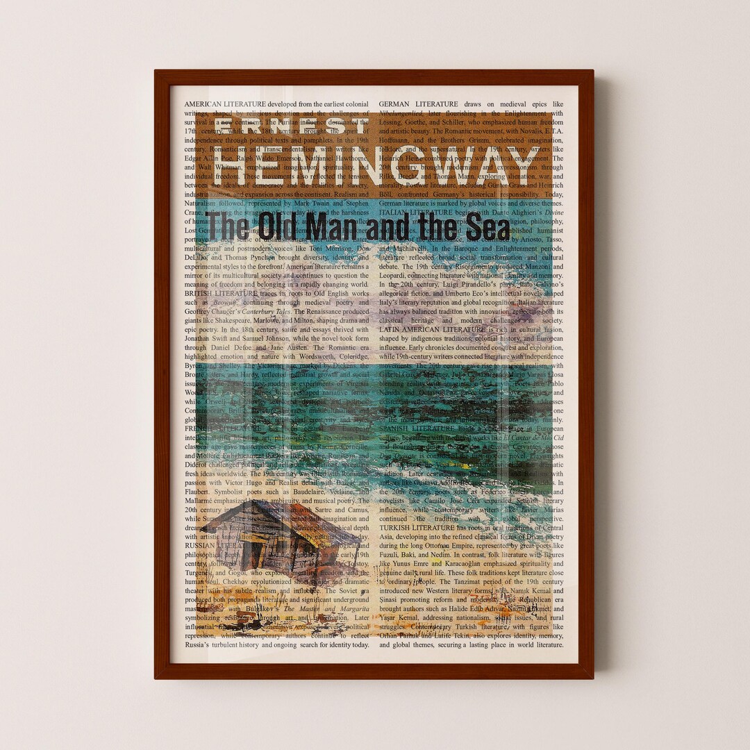 Ernest Hemingway's Old Man and the Sea Wall Art Poster, Framed Wall Art ...