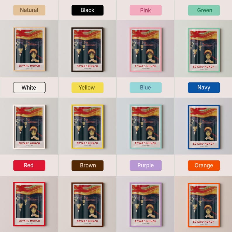 Edvard Munch's Anxiety Exhibition Poster, Framed Wall Art, Floral Wall ...