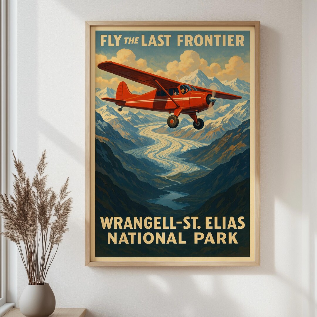Vintage Wrangell St Elias National Park Wall Art Poster, Framed Wall ...