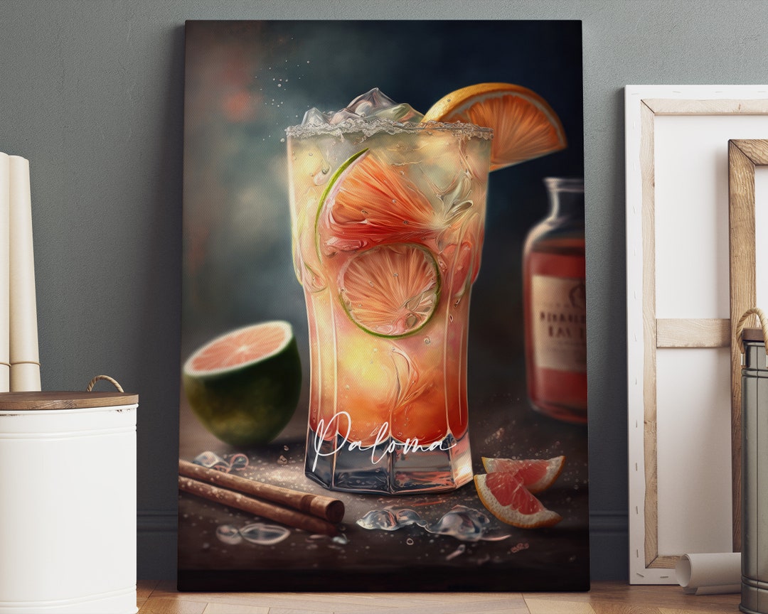 Paloma Poster, Paloma Print, Paloma Canvas Wall Art, Cocktail Print ...