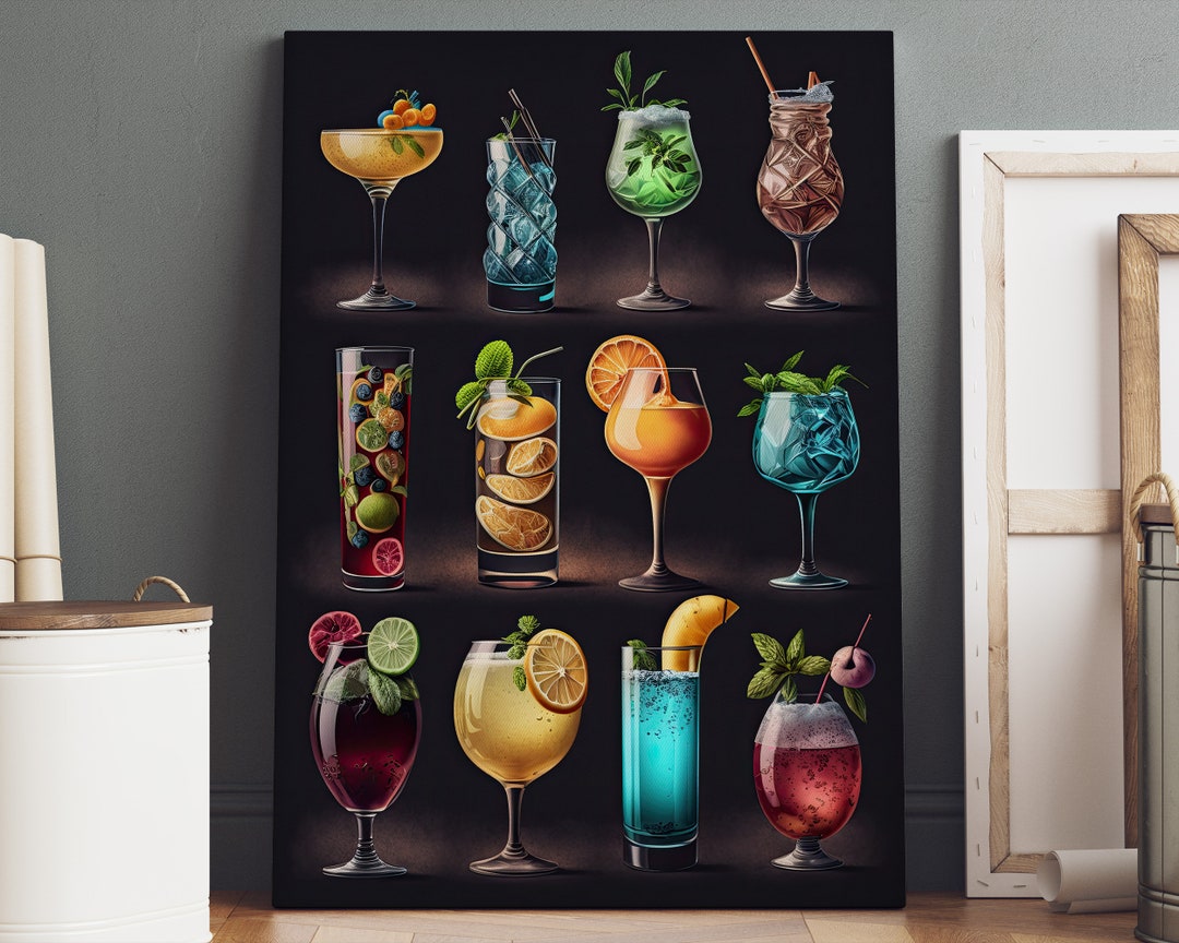 Cocktail Poster, Cocktail Canvas Wall Art, Cocktail Print, Cocktail ...