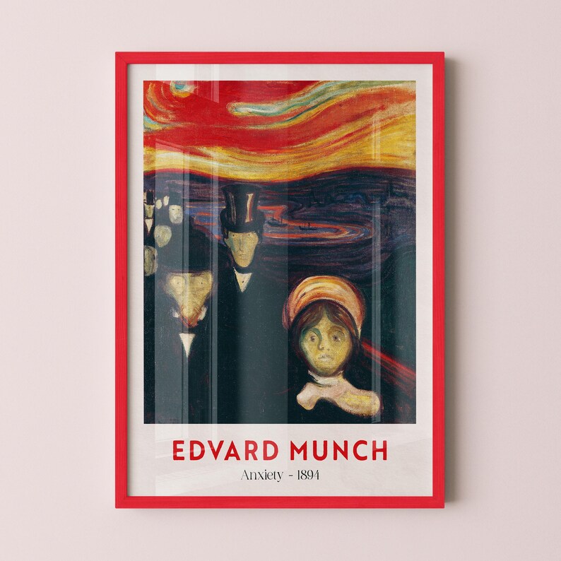 Edvard Munch's Anxiety Exhibition Poster, Framed Wall Art, Floral Wall ...