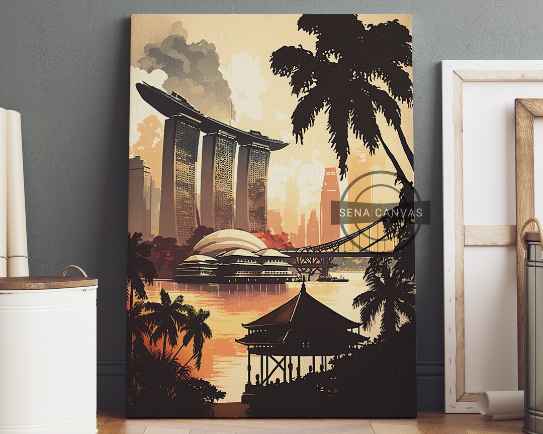 Singapore Poster Canvas, Singapore Print, Singapore Wall Art, Canvas ...