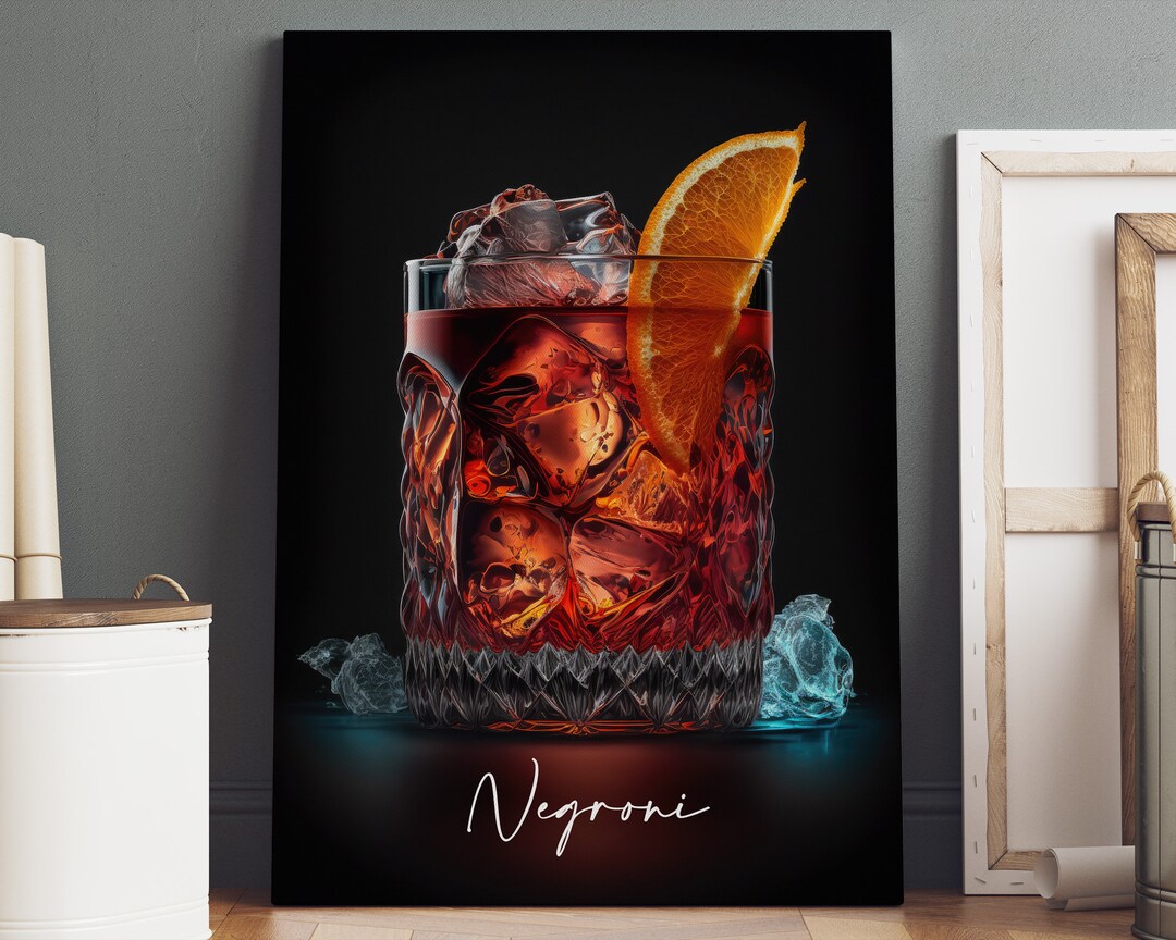 Negroni Poster, Negroni Print, Negroni Canvas Wall Art, Cocktail Print ...