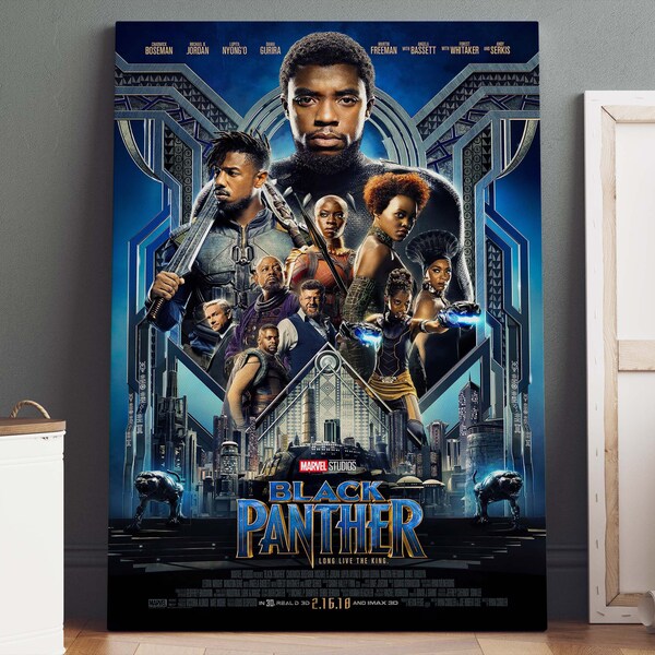 Canvas Black Panther Movie Art - Etsy
