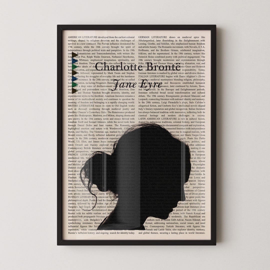 Charlotte Bronte's Jane Eyre Wall Art Poster, Framed Wall Art, Book ...