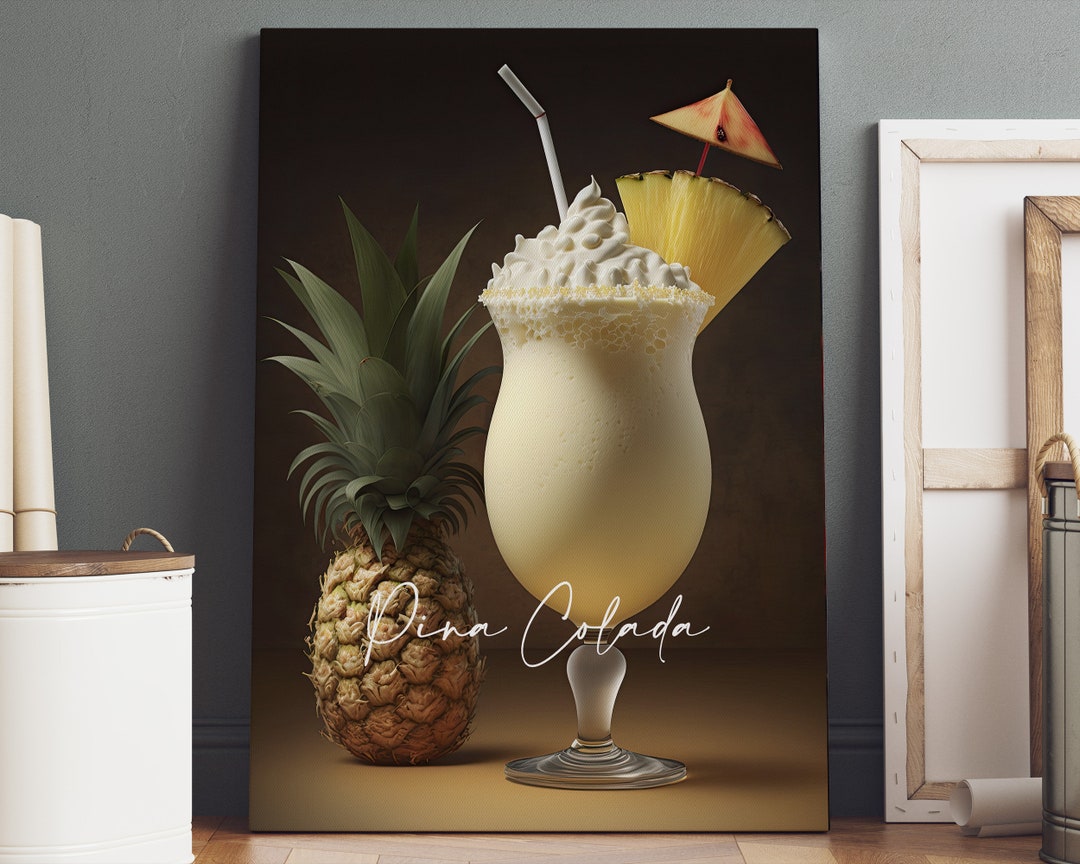 Pina Colada Poster, Pina Colada Print, Canvas Wall Art, Cocktail Print ...