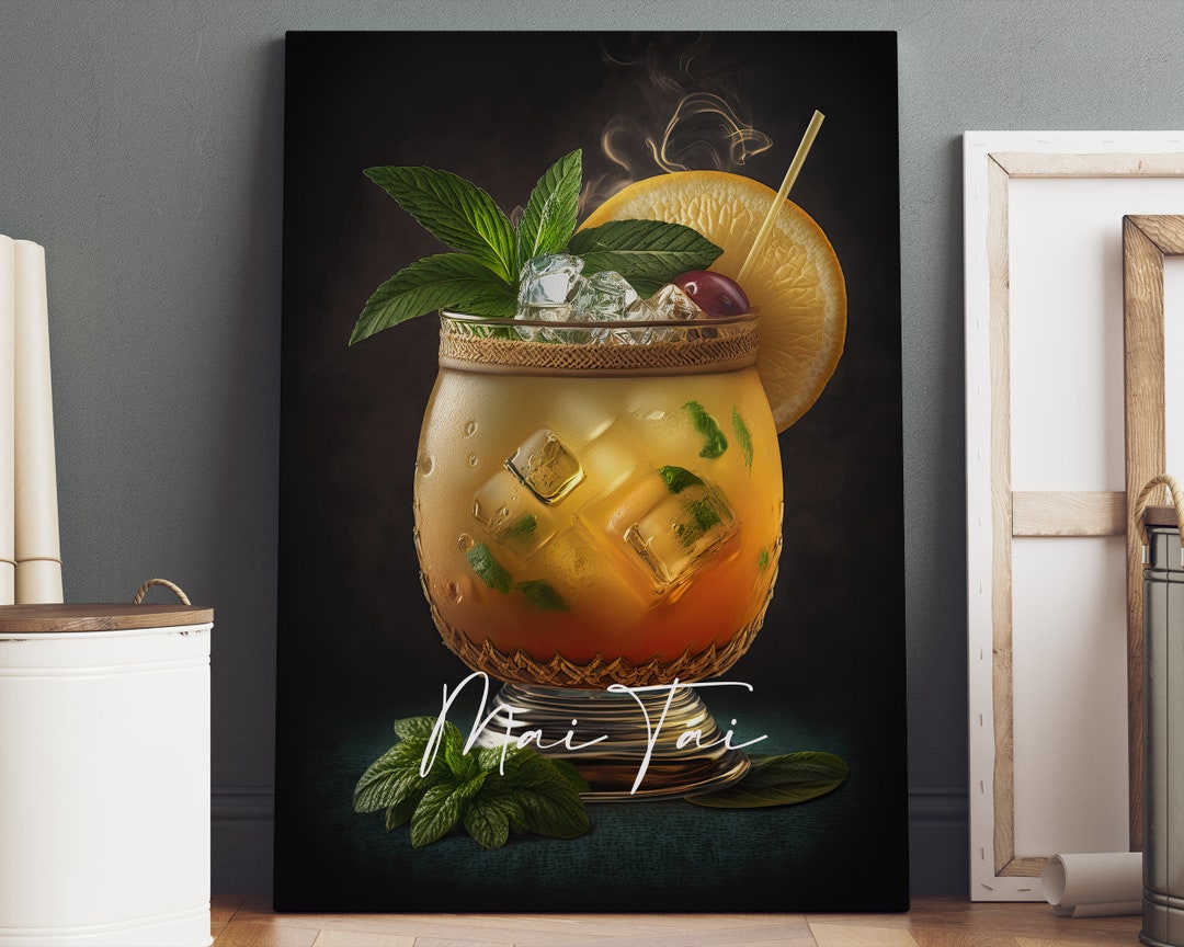 Mai Tai Poster, Mai Tai Print, Mai Tai Canvas Wall Art, Cocktail Print ...