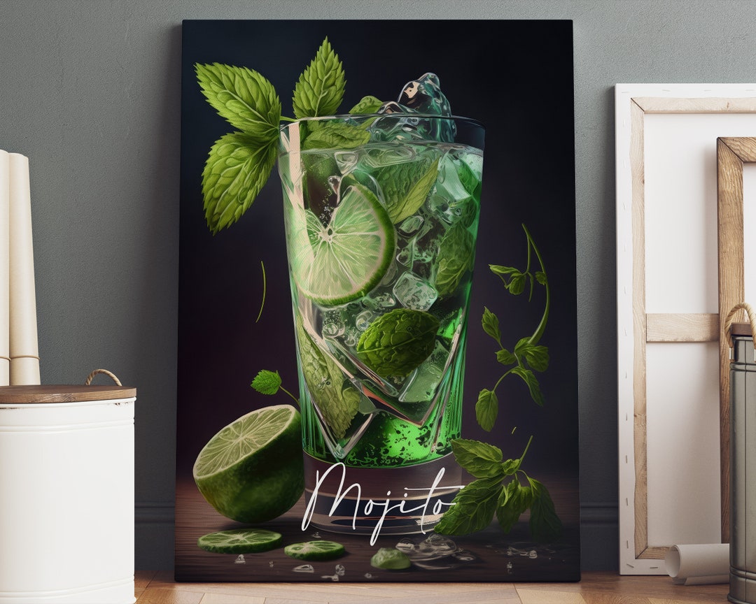 Mojito Poster, Mojito Print, Mojito Canvas Wall Art, Cocktail Print ...
