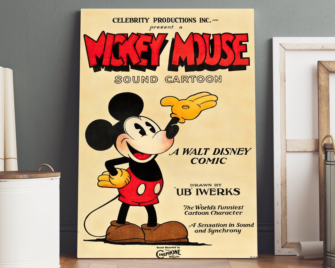 Mickey Mouse Poster Canvas, Mickey Mouse Canvas Wall Art, Mickey Mouse ...