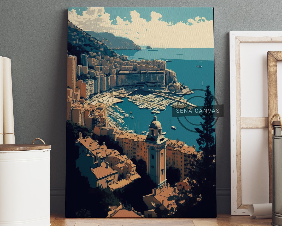 Monaco Poster Canvas, Monaco Print, Monaco Wall Art, Canvas Wall Art ...