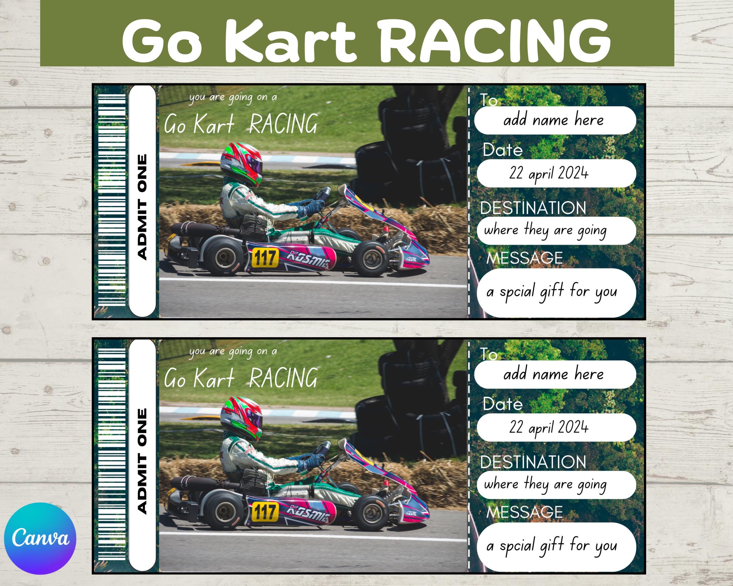 Go Kart Racing Ticket Template, Ticket Template, Voucher Template ...