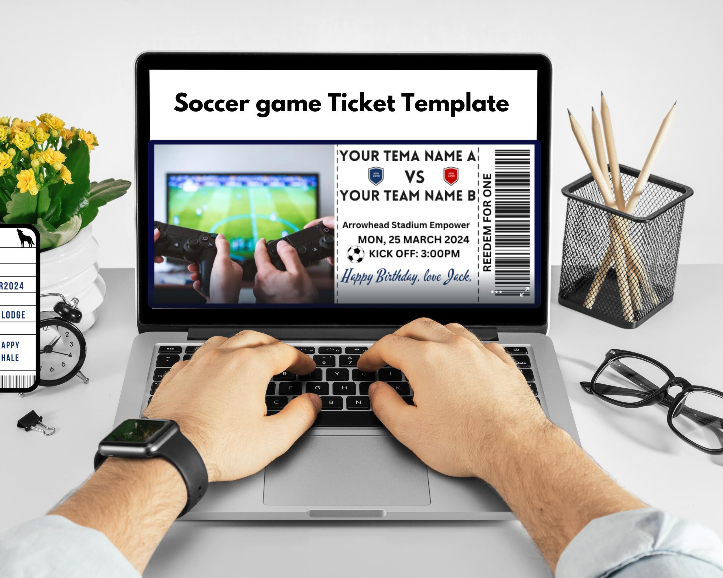 Soccer Game Ticket Template, Custom Ticket, Soccer Gift Ticket, Ticket ...