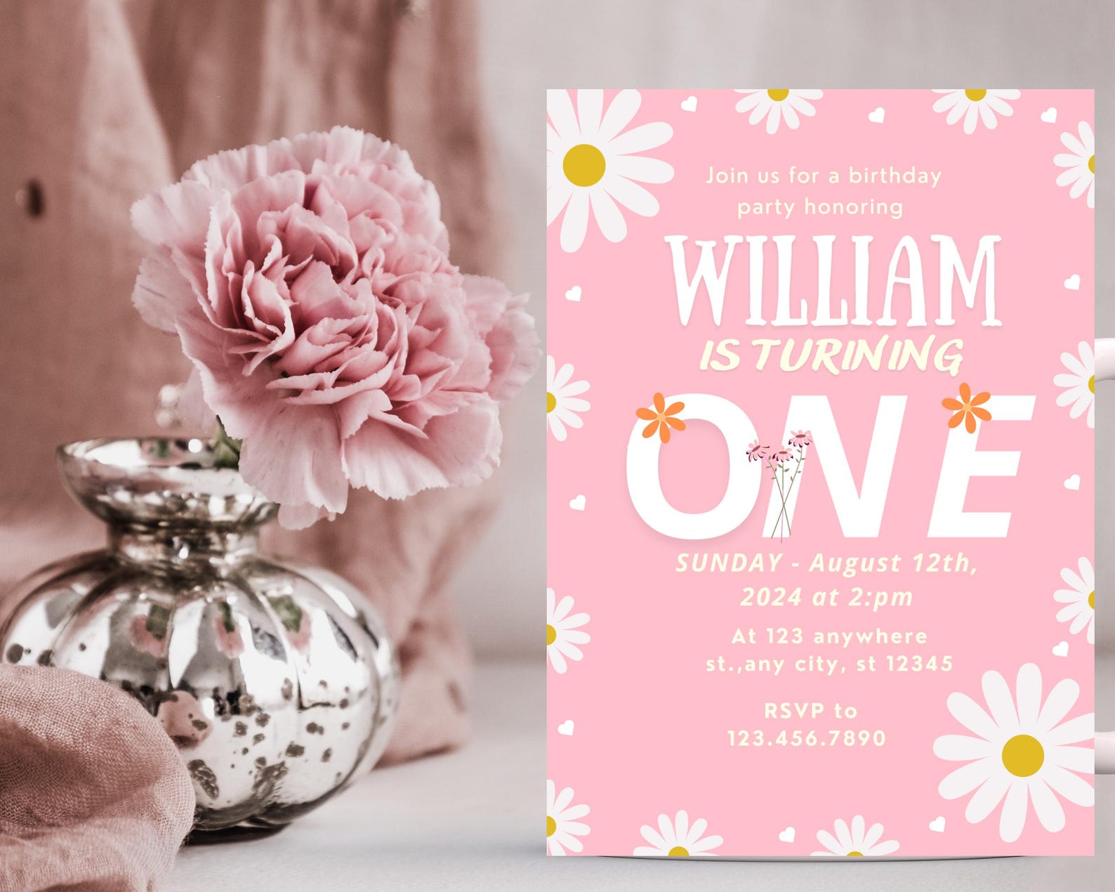 Printable Daisy Birthday Party Invitation, Daisy Birthday Invite ...