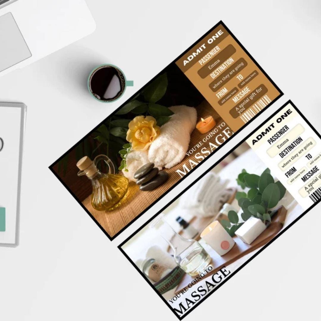 Massage Surprise Reveal Ticket Template, Custom Ticket, Massage ...