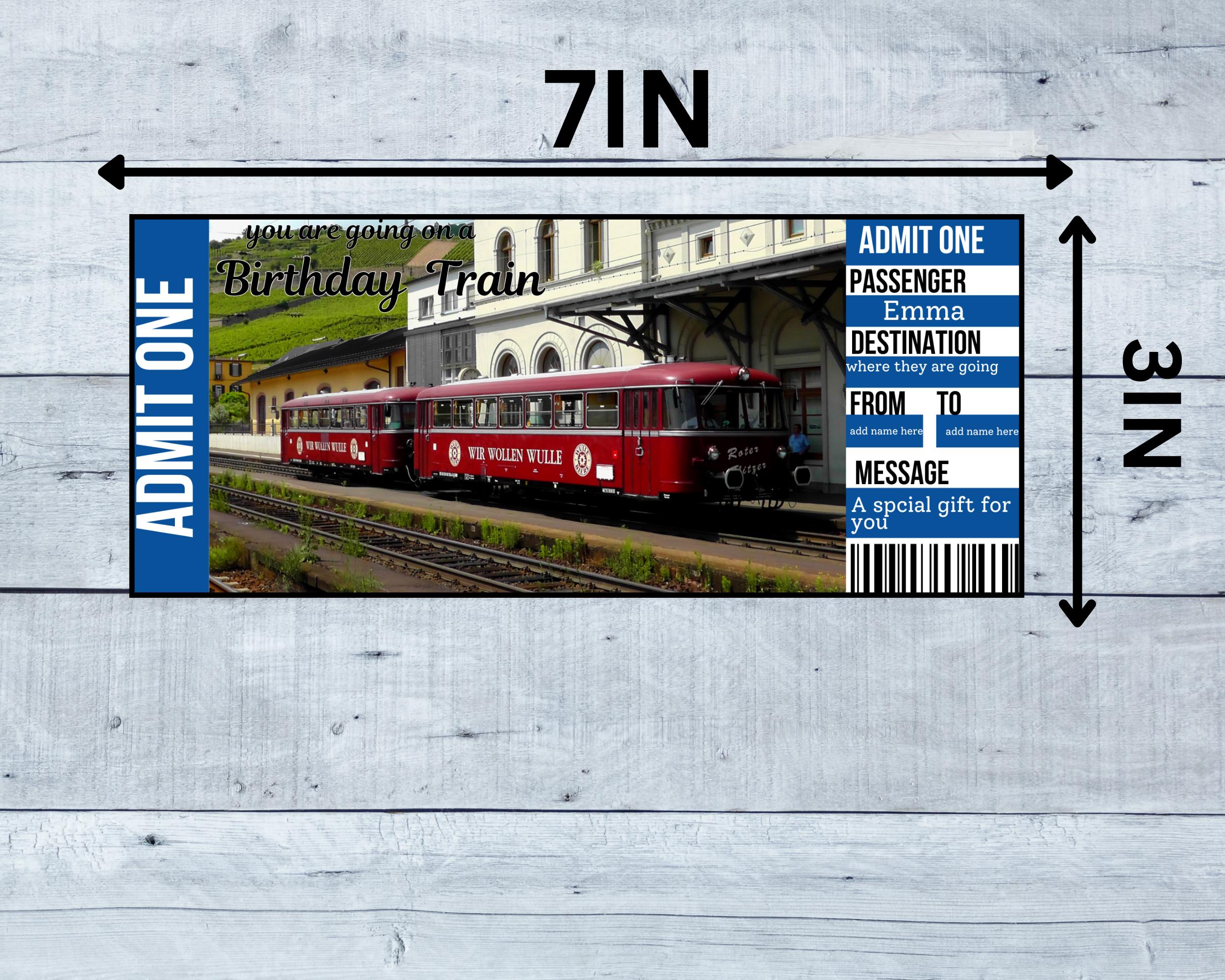 Birthday Train Ticket Template,train Ticket, Boarding Ticket, Ticket ...