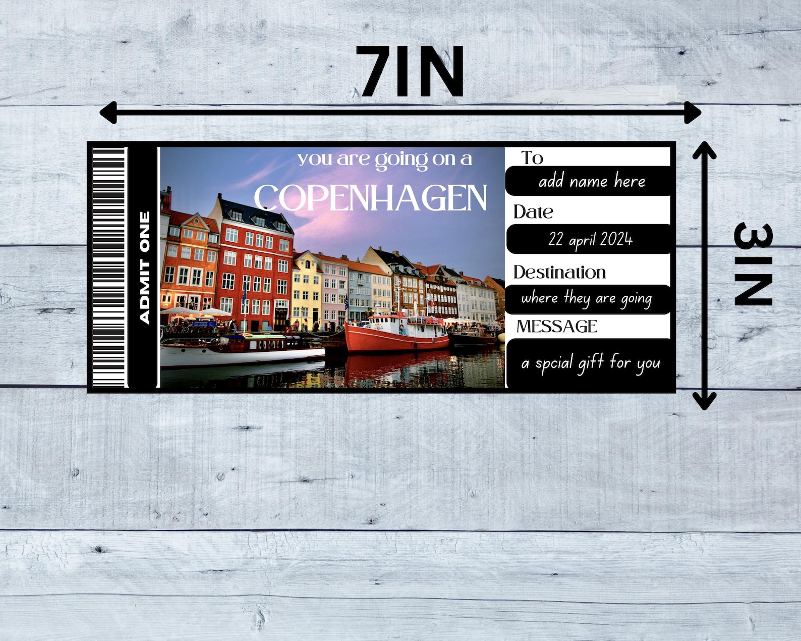 Copenhagen Surprise Trip Gift Ticket Template, Boarding Pass, Trip ...