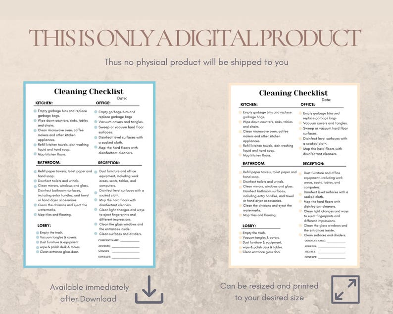 Commercial Cleaning Checklist,janitorial Checklist,cleaning Schedule ...