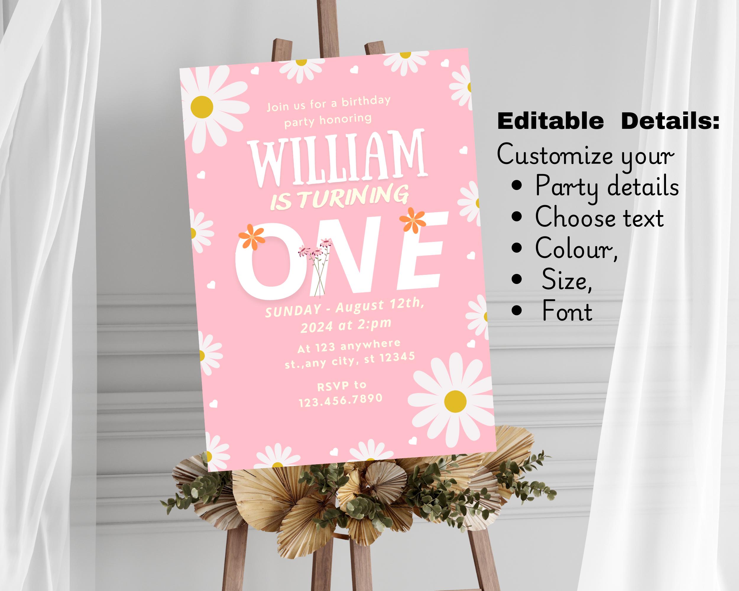Printable Daisy Birthday Party Invitation, Daisy Birthday Invite ...