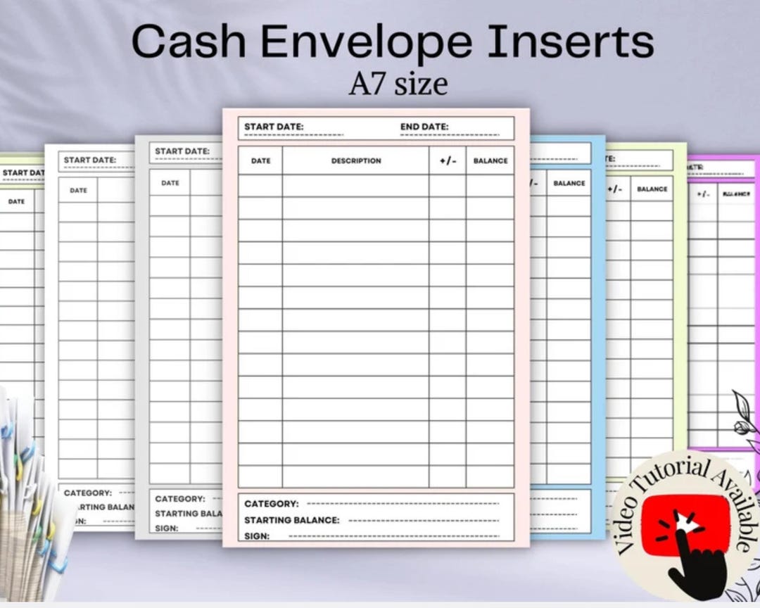A7 Cash Envelope Insert Printable,spending Tracker,cash Envelope Label ...