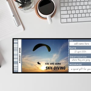 Sky Diving Ticket Template, Ticket Template, Sky Diving Ticket, Coupon ...
