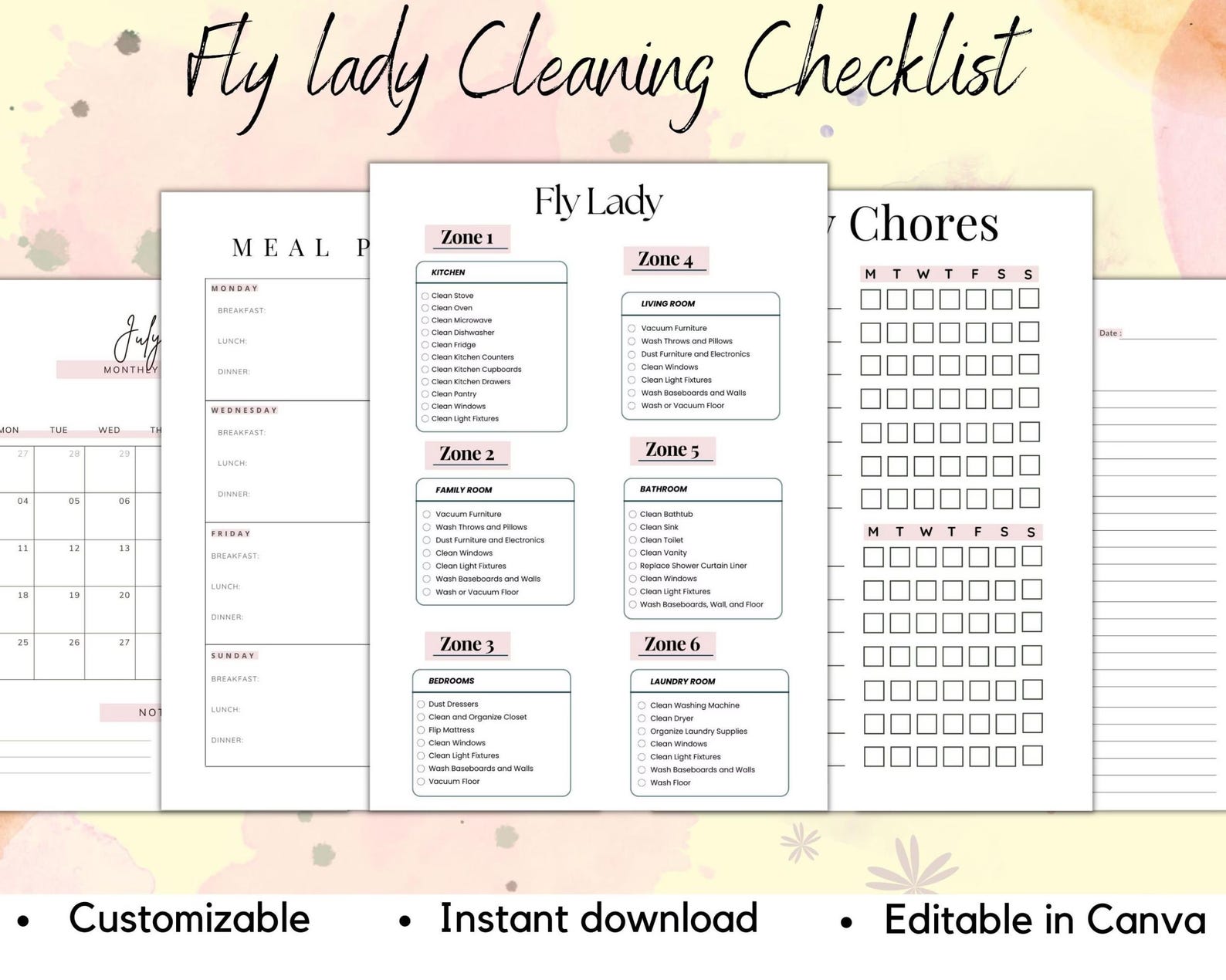 Fly Lady Cleaning Schedule, Fly Lady Printables, Flylady Cleaning ...