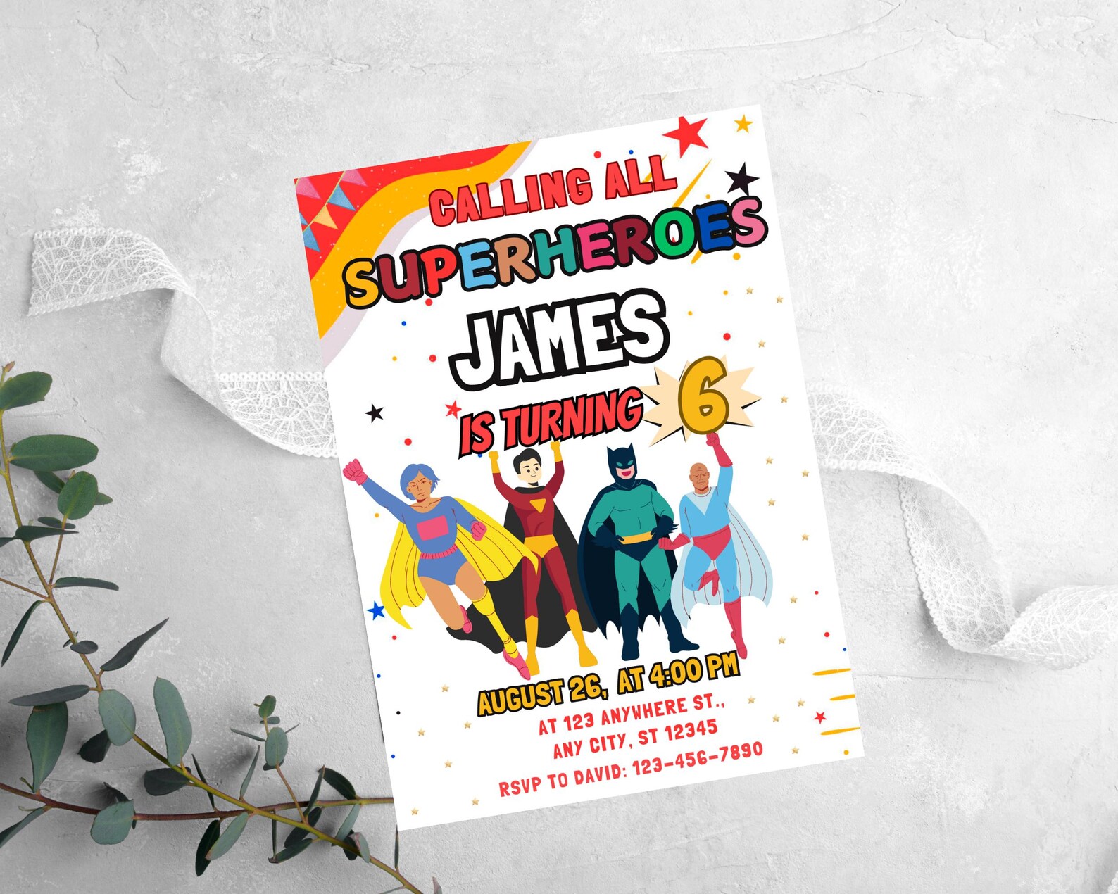 Editable Superheroes Birthday Invitation Template,printable Birthday ...